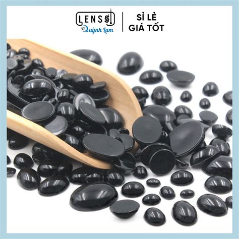 Mắt Thú Dán Oval Màu đen Nhiều Size Dùng Trang Trí Thú Bông Thú Len