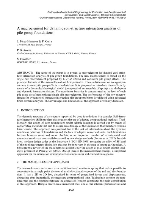 PDF A Macroelement For Dynamic Soil Structure Interaction Analysis Of Pile Group Foundations