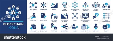 Blockchain Technology Icon Set Cryptocurrency Icons Stockvector Rechtenvrij 2230025287