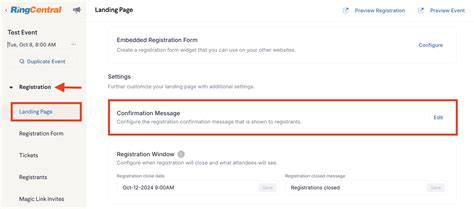 Customizing Registration Confirmation Message Ringcentral Events