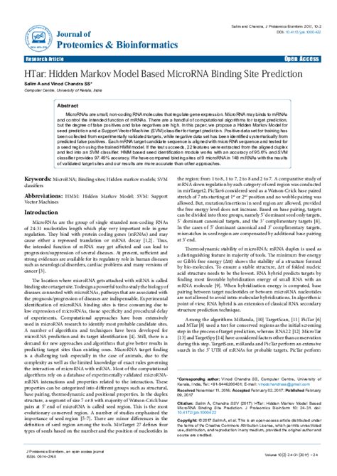 Pdf Htar Hidden Markov Model Based Microrna Binding Site Prediction