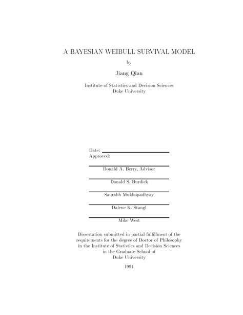 Pdf A Bayesian Weibull Survival Model