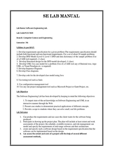 Software Engineering Lab Manual Pdf Unit Testing Application