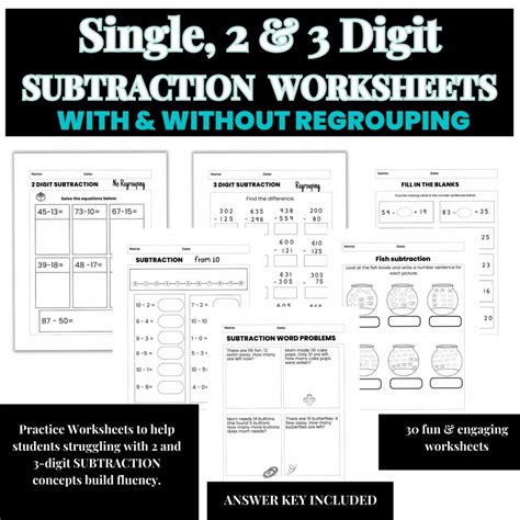 Subtraction Worksheets With And Without Regrouping For Grade 2 Made