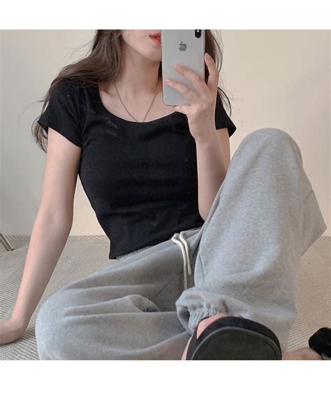 Daily Cozy 120 유넥 면 반팔 티셔츠 무지 레이어드 스퀘어 스탠다드핏 세미 크롭티