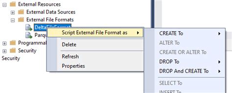 Viewing An Existing External File Format For A Sql Servless Pool Database Azure Synapse