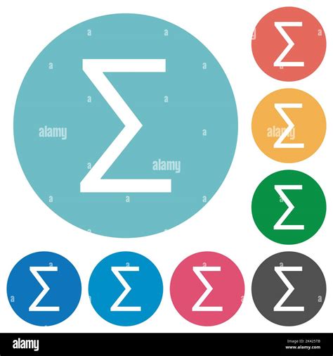 Sum Symbol Flat White Icons On Round Color Backgrounds Stock Vector