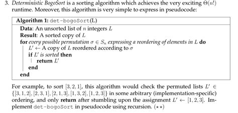 Solved 3 Deterministic Bogosort Is A Sorting Algorithm
