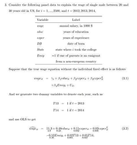 Solved 3 Consider The Following Panel Data To Explain The Chegg Com