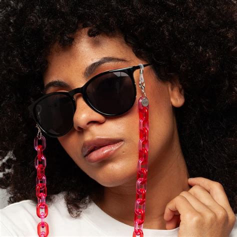 Hayley Hot Pink And Red Translucent Chunky Acrylic Glasses Chain Kodes