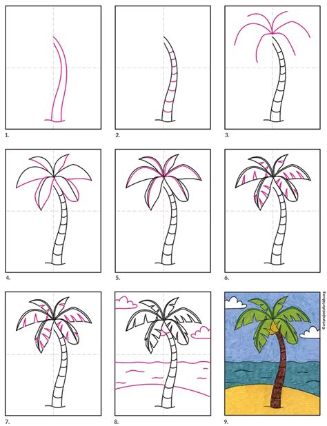 Easy How To Draw A Palm Tree Tutorial