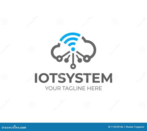 Internet Of Things Iot Logo Template Network Cloud And Wi Fi Signal Vector Design Stock