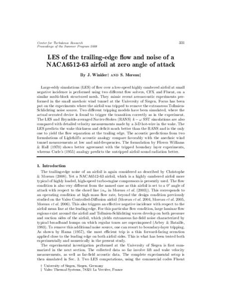 pdf les of the trailing edge flow and noise of a naca6512 63 airfoil