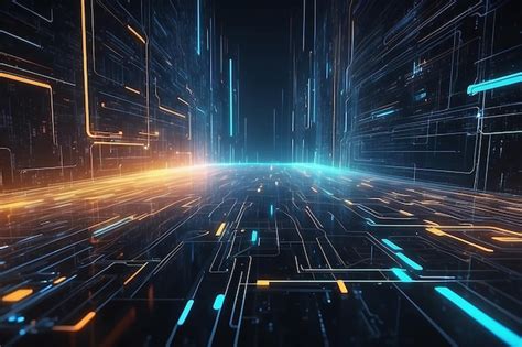 Premium Photo Futuristic Data Stream 3d Illustration Data Transfer