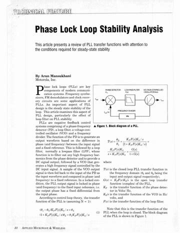Folkscanomy Electronics Articles Phase Lock Loop Stability Analysis Free Download Borrow