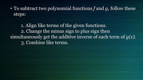 Addition And Subtraction Of Polynomial Functions Pptx Computing Technology And Computing