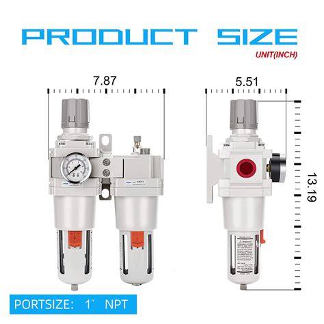 Nanpu 1 Npt Compressed Air Filter Regulator Lubricator Combo Frl Water Oil Trap Separator