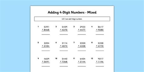 Adding Digit Numbers Mixed Teacher Made Twinkl
