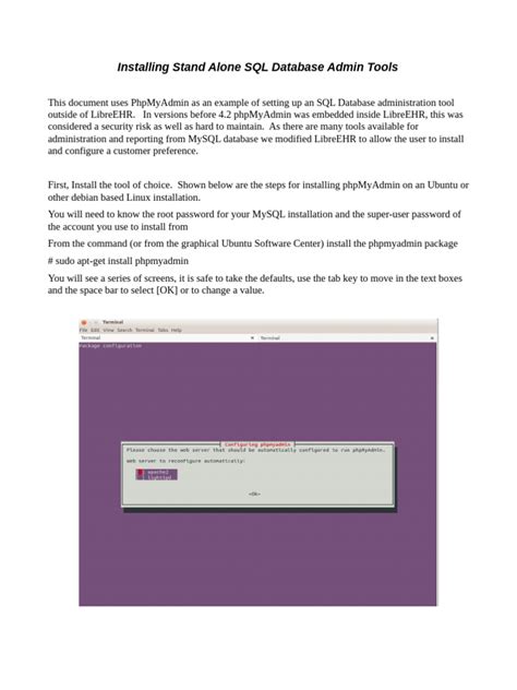 setup sql database admin pdf