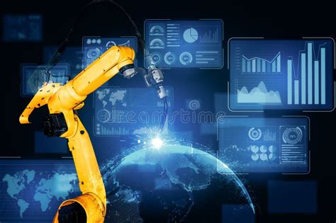 Xai Smart Industry Robot Arms For Digital Factory Production Technology Stock Illustration