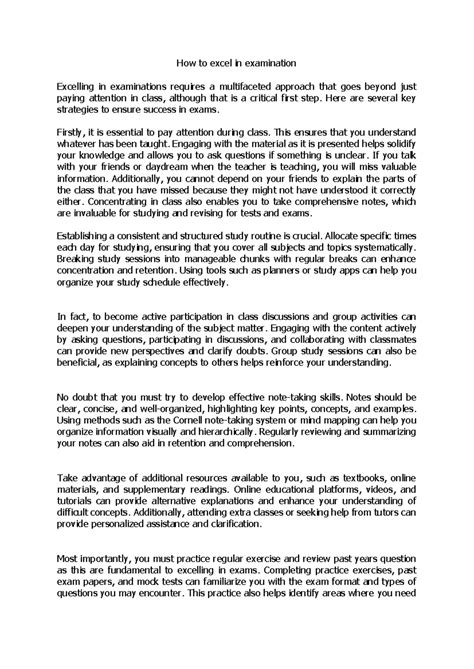 How To Excel In Examination How To Excel In Examination Excelling In Examinations Requires A