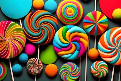 Lollipops On Dark Grey Background Colorful Lollipop Background Banner