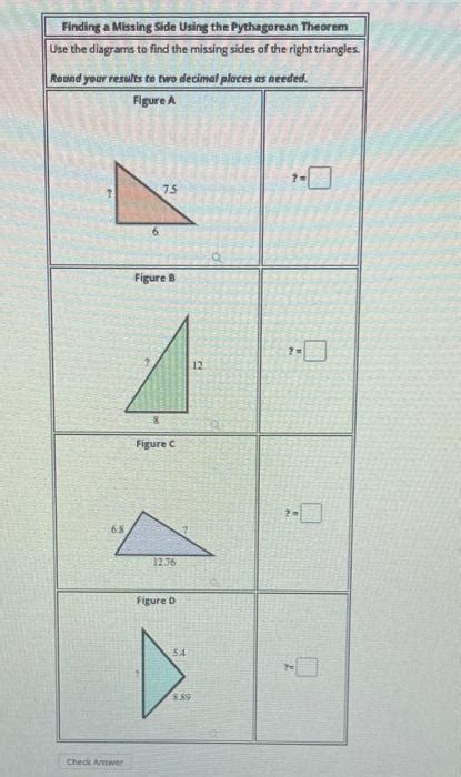 Solved Finding A Missing Side Using The Pythagorean Theorem Chegg Com