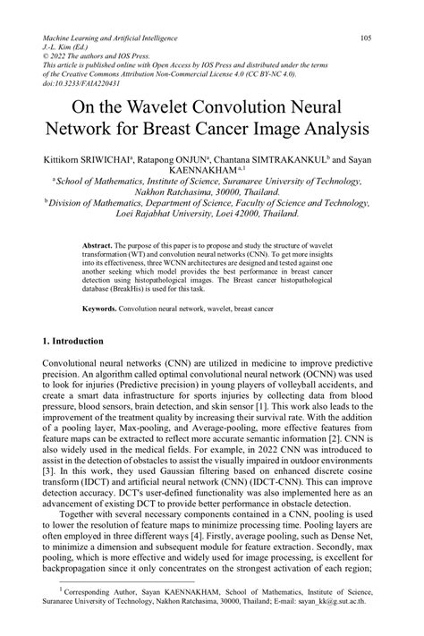 PDF On The Wavelet Convolution Neural Network For Breast Cancer Image Analysis