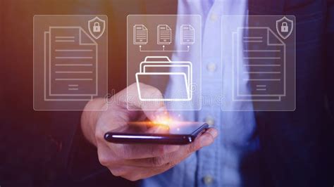 Document Management System Dms Being Setup It Consultant Working On Smartphone Software For