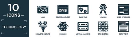 Filled Technology Icon Set Contain Flat Null Objectoriented Programming