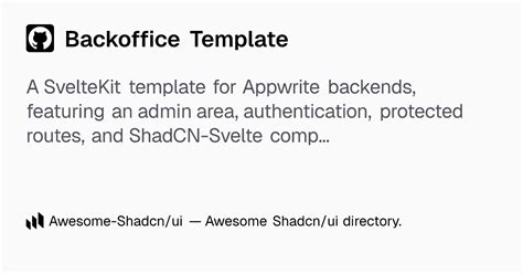 Backoffice Template Build Scalable Sveltekit Admin Panels With Appwrite Auth And Shadcn