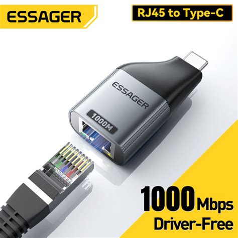 Essager Mbps Network Ethernet To Type C Adapters Type C Mbps Adaptors Compatible With