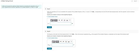 Solved A Radio Tuning Circuit Of A Radio Can Be Tuned Chegg Com