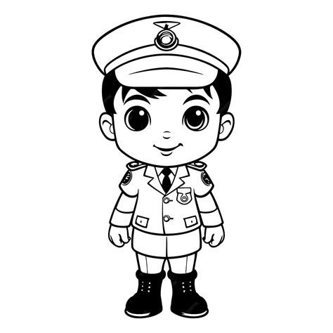 어린이용 컬러링 책 경찰 유니폼을 입은 소년 경찰관 프리미엄 벡터 어린이용 컬러링 책 경찰 유니폼을 입은 소년 경찰관 프리미엄 벡터