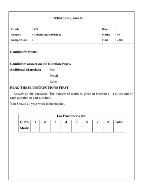 Grade 7 Term 1 Computing 1 Pdf Python Programming Language
