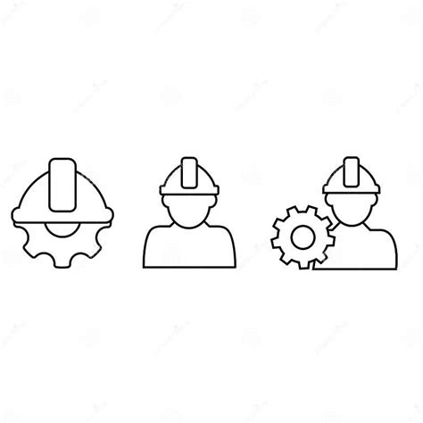 Engineer Icon Vector Set Builder Illustration Sign Collection