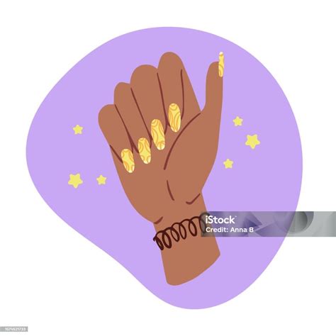 색깔 있는 잘 다듬어진 손톱을 가진 여성의 손 손톱 디자인 손으로 그린 컬러 현대 벡터 일러스트레이션은 흰색 배경에 분리되어 있다 개념에 대한 스톡 벡터 아트 및 기타