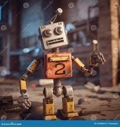 Portrait Of A Orange Square Robot Ai Generated Stock Illustration Illustration Of Robot
