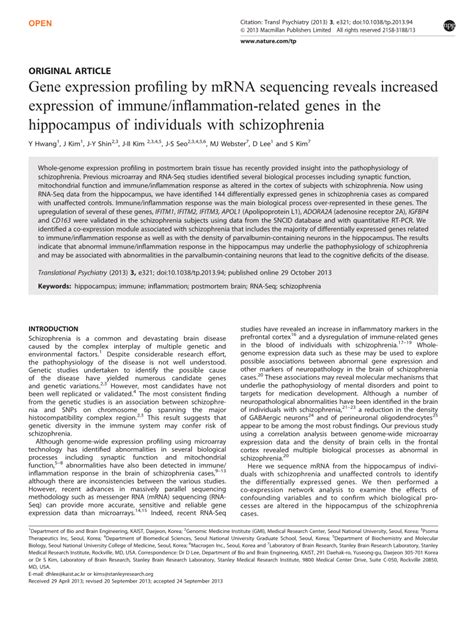 Pdf Gene Expression Profiling By Mrna Sequencing Reveals Increased