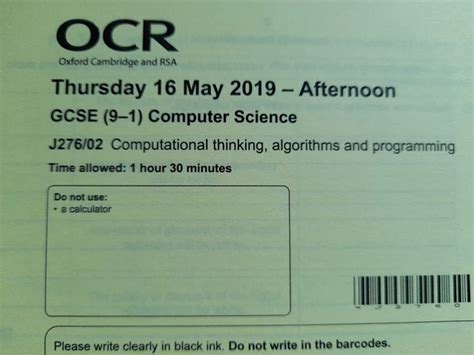 computer science paper gcse 9 1 2019 ocr j276 02 £2 25 picclick uk