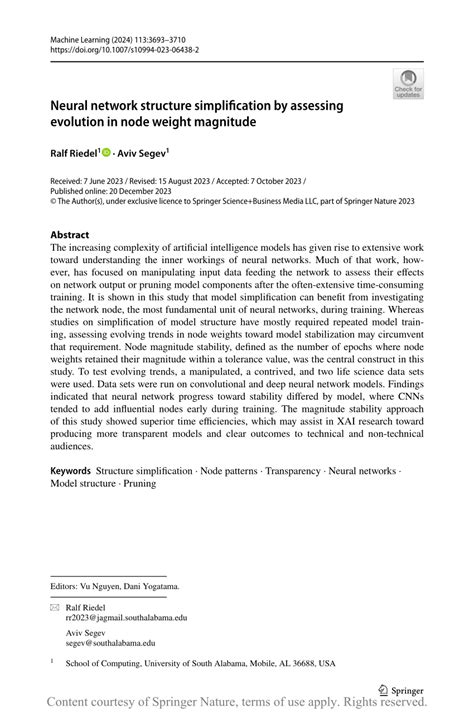 Neural Network Structure Simplification By Assessing Evolution In Node Weight Magnitude