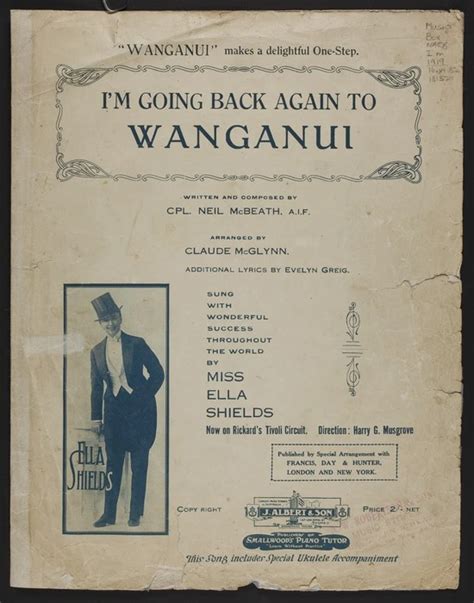 Im Going Back Again To Wanganui Written And Composed By Neil Mcbeath