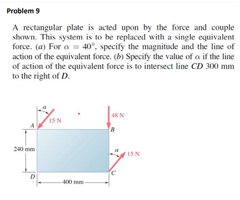 Solved A Rectangular Plate Is Acted Upon By The Force And