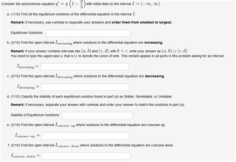 Solved Consider The Autonomous Equation Y Y 1 Y5