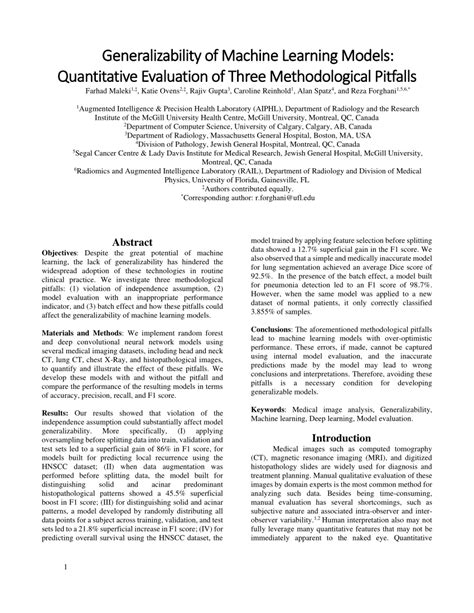 Pdf Generalizability Of Machine Learning Models Quantitative Evaluation Of Three