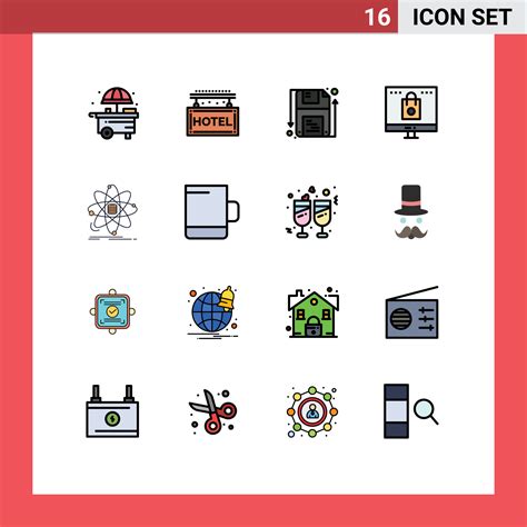 Editable Vector Line Pack Of 16 Simple Flat Color Filled Lines Of Data Shopping Guarder Shop