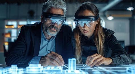 Premium Photo Male And Female Architects Using Futuristic Augmented
