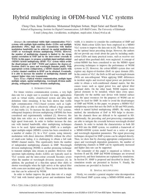 hybrid multiplexing in ofdm based vlc systems pdf multiplexing