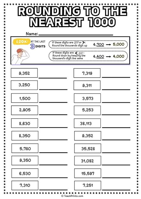 Free Rounding To The Nearest 1000 Worksheets Teach Prints