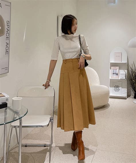 S~m스웨이드스커트플리츠스커트자체제작 체플랫롱스커트 에이블리